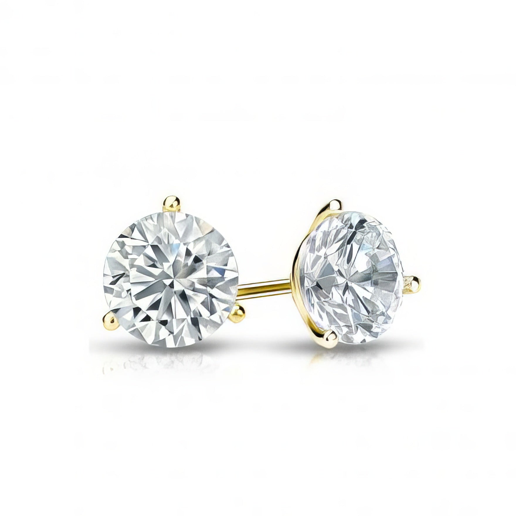 14K Yellow Gold Round Three Prong Martini Diamond Earrings – Hannoush ...