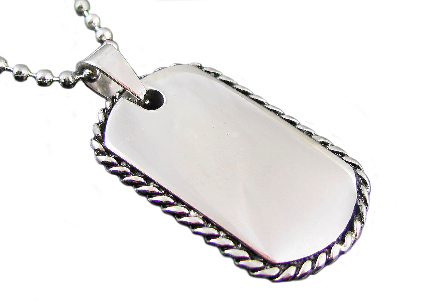 Stainless Steel Men's 24 Inch beaded chain with Dog Tag - BJP35 ...