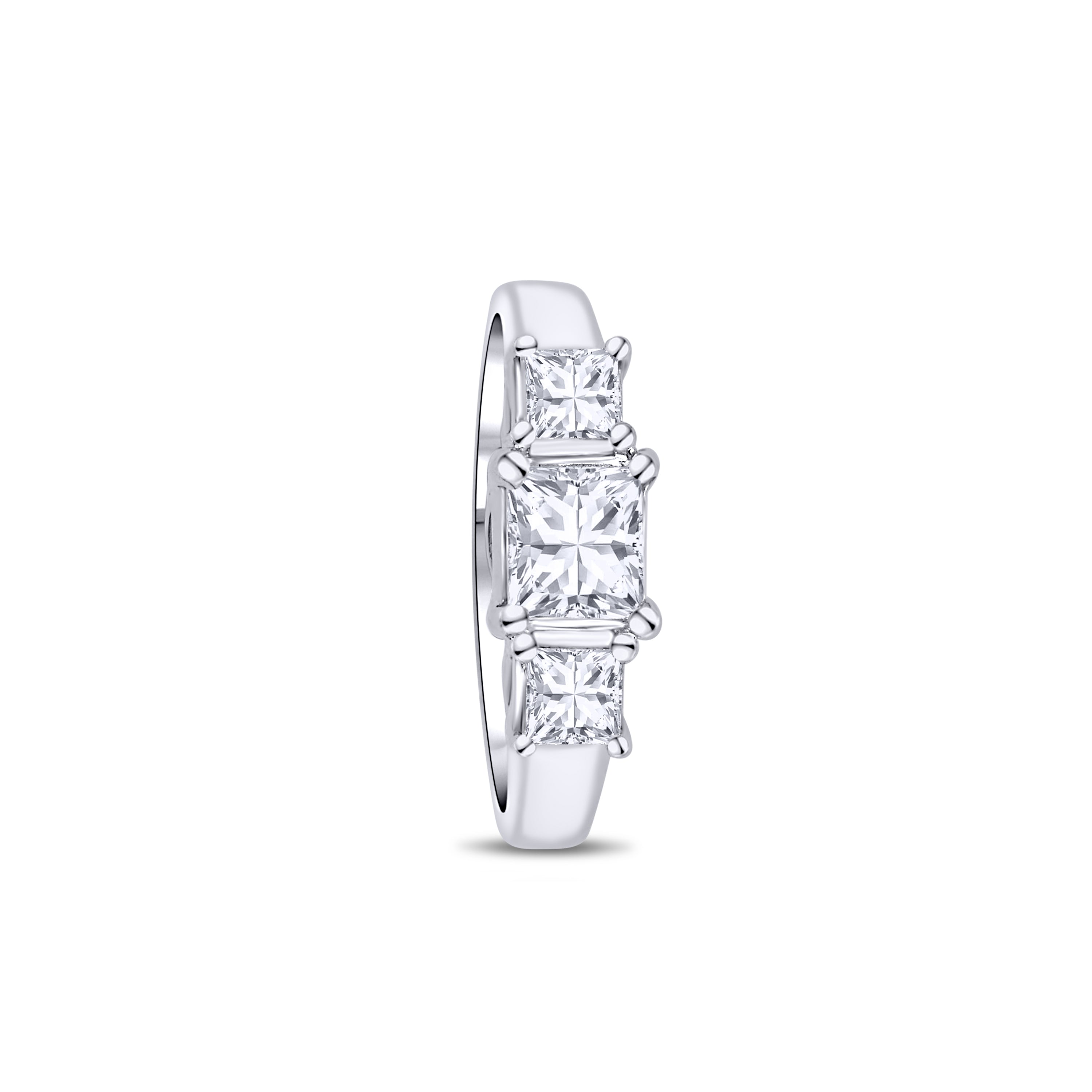 14K White Gold Three Princess Cut Diamond Engagement Ring – Hannoush ...