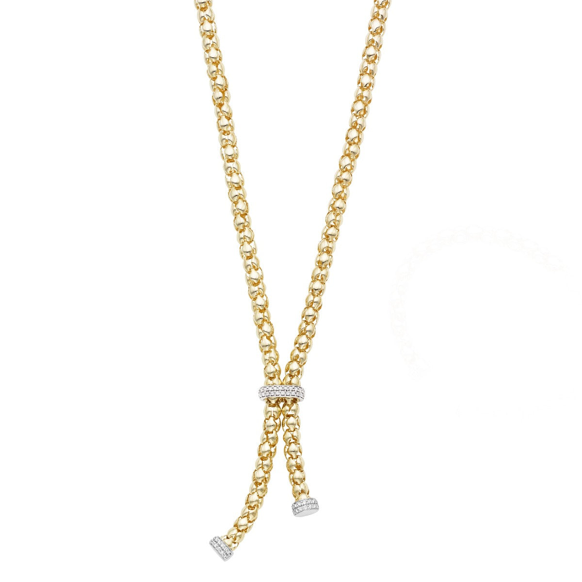 14K Yellow Gold .54CT Diamond Processco Lariat Necklace TRC7307-18 ...